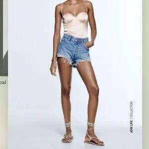 Zara | Tops | New Zara Biege Satin Effect Corset Bodysuit | Poshmark
